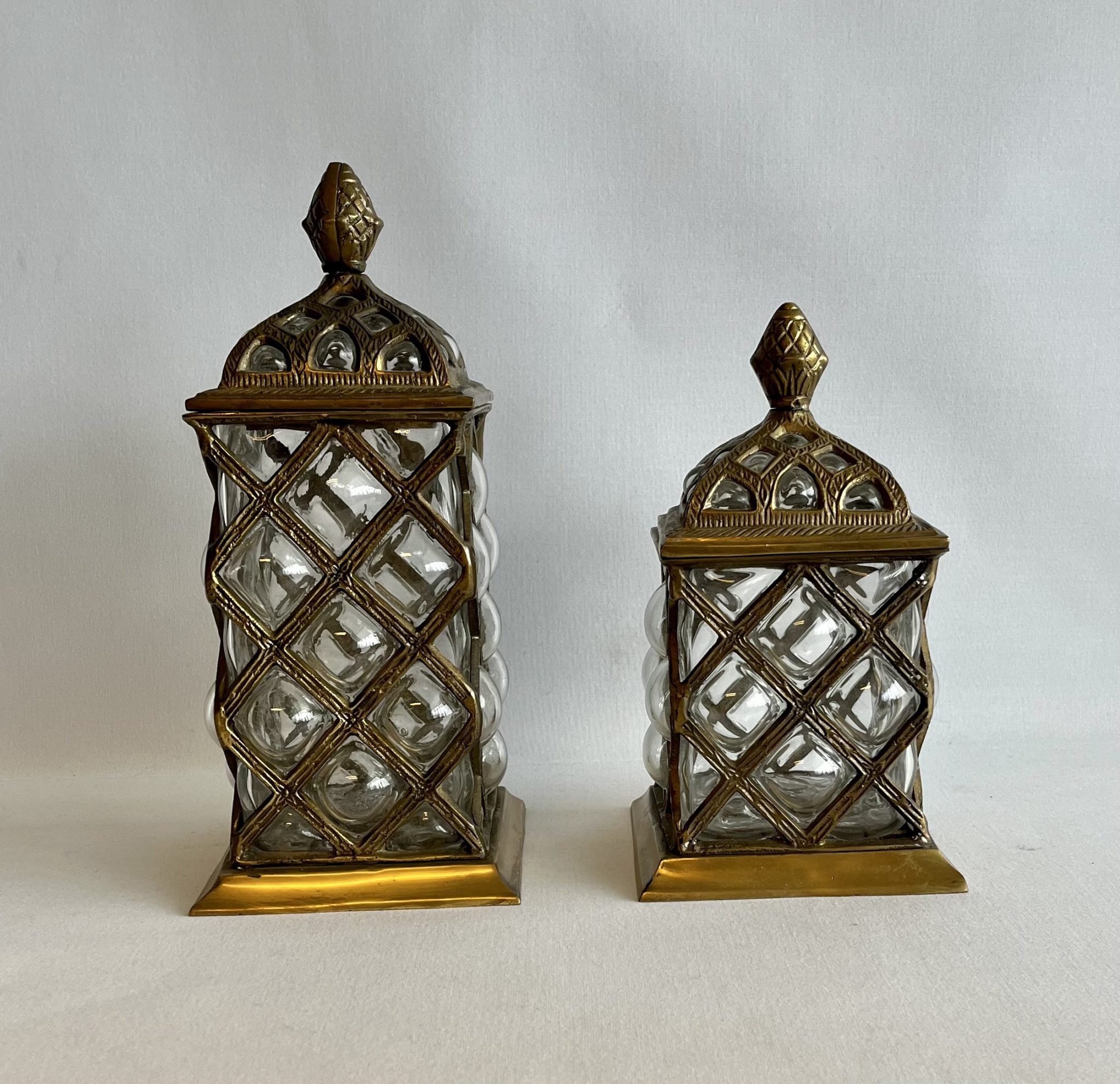 Glas/messing lågkrukker-Fi3100 - Genbrugsauktion