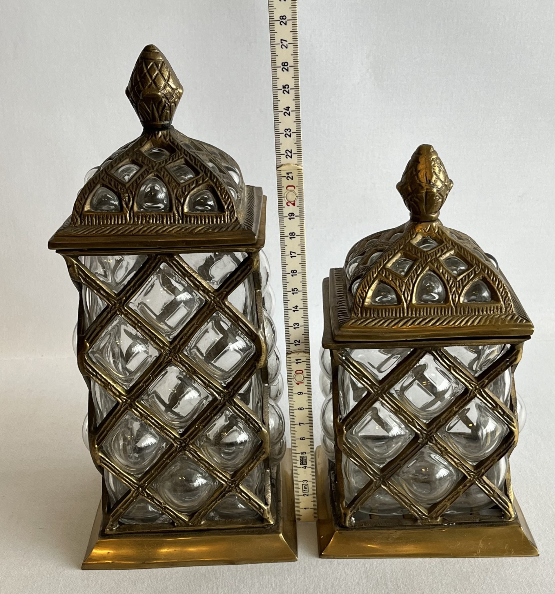 Glas/messing lågkrukker-Fi3100 - Genbrugsauktion