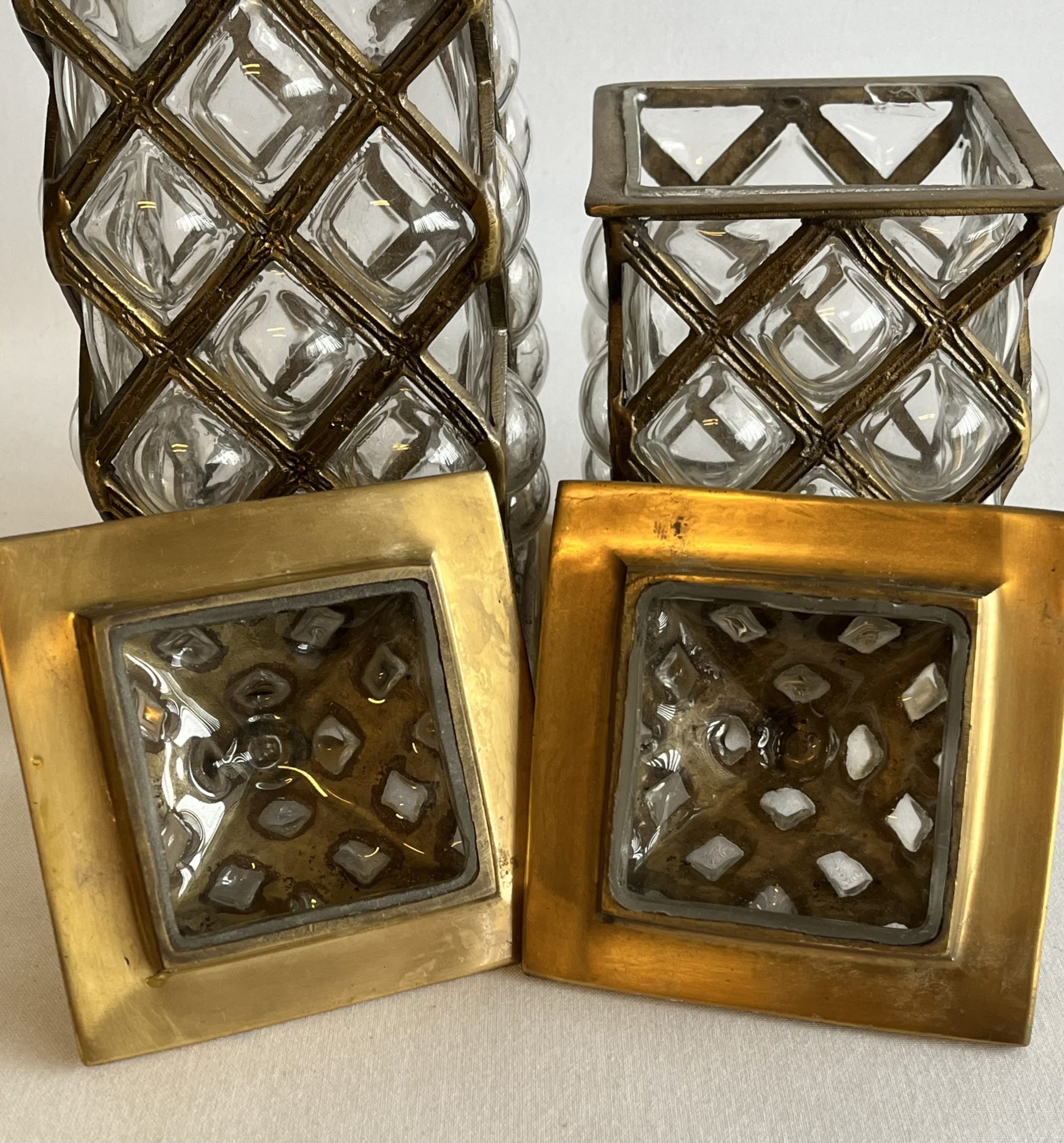 Glas/messing lågkrukker-Fi3100 - Genbrugsauktion